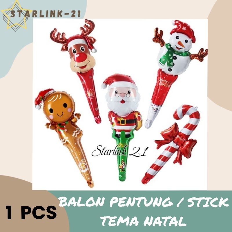 Jual BALON PENTUNG NATAL | Balon Tongkat/ Balon Stick Santa Rusa ...