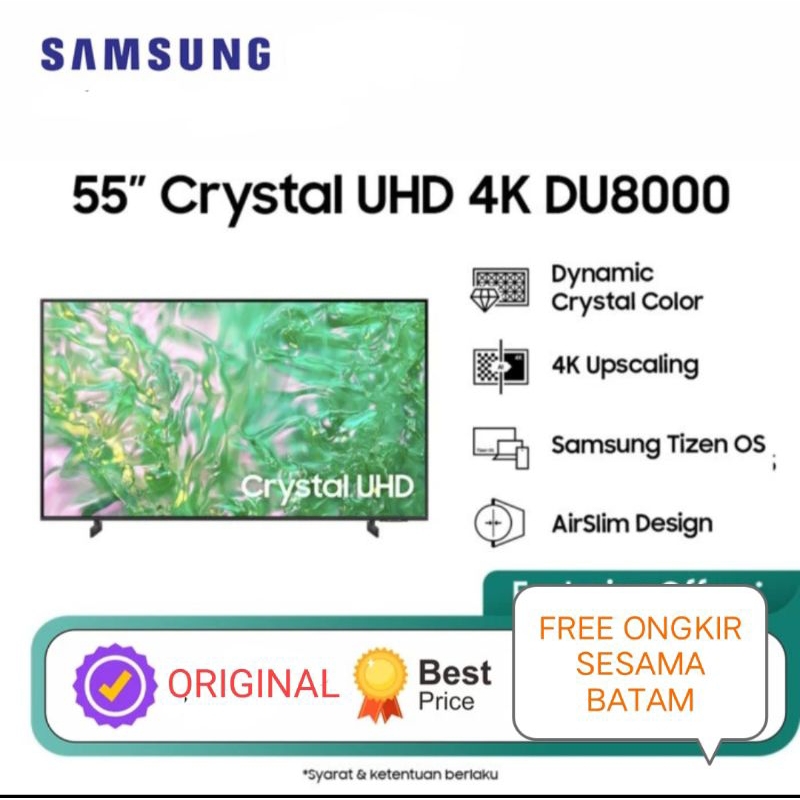Jual SMART TV SAMSUNG 55 INCH 55DU8000 LAYAR CRYSTAL UHD 4K DU8000 ...