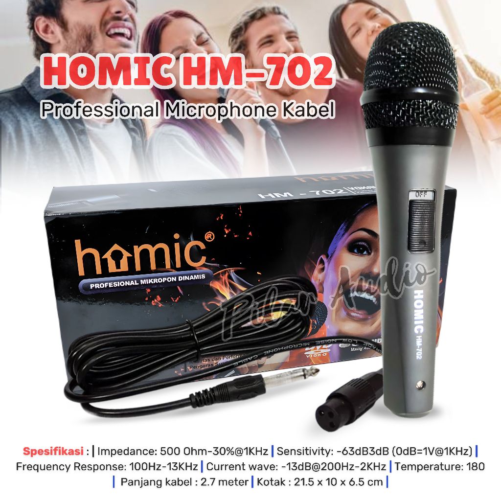 Jual Professional Microphone Kabel HOMIC HM-702 With Pengaturan Volume ...
