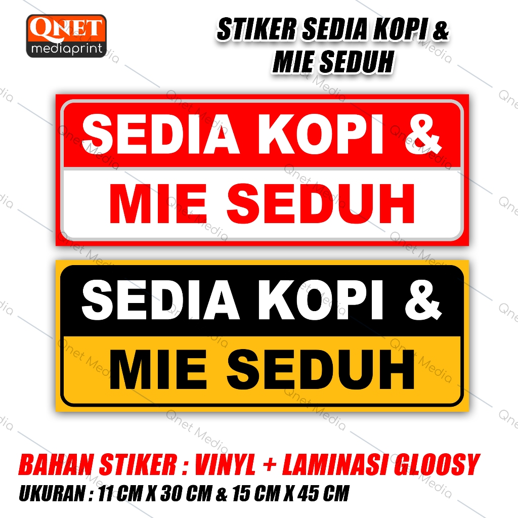 Jual STIKER SEDIA KOPI & MIE SEDUH + LAMINASI GLOSSY | Shopee Indonesia