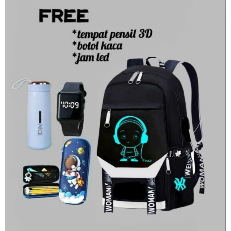 Jual PAKET BANYAK BONUSNYA 4IN1 Tas Ransel Anak Laki Laki Sekolah SD SMP Motif Wokmen | Shopee ...