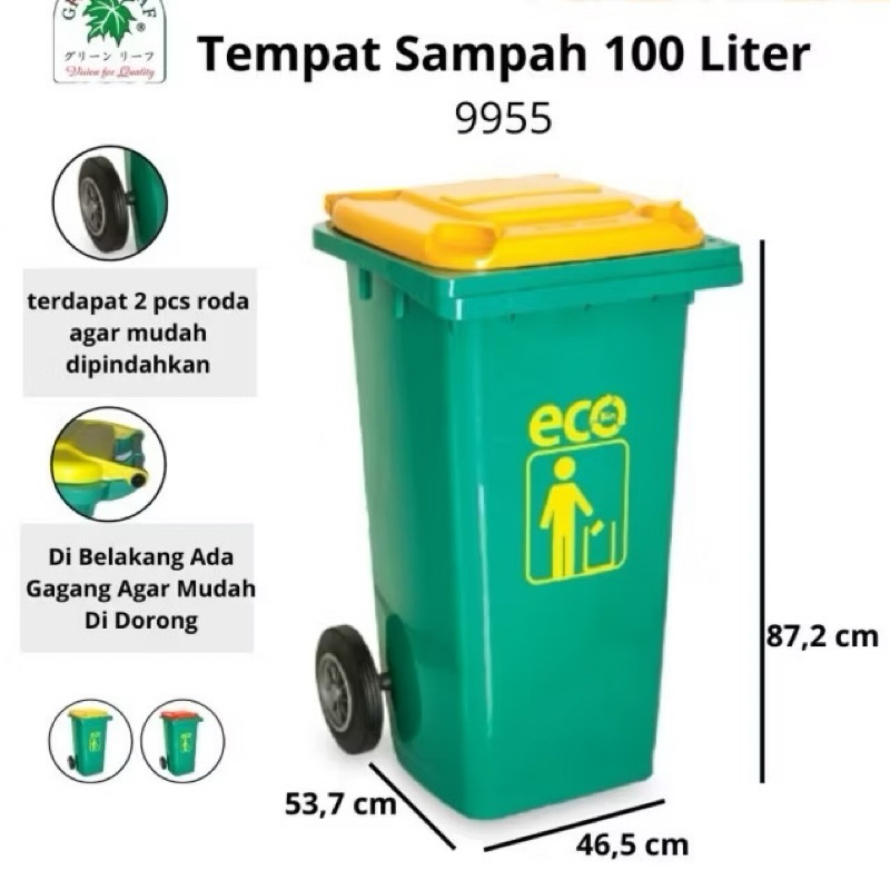 Jual Tempat Sampah Roda 120L 100L / Tempat Sampah Roda Atari | Shopee ...