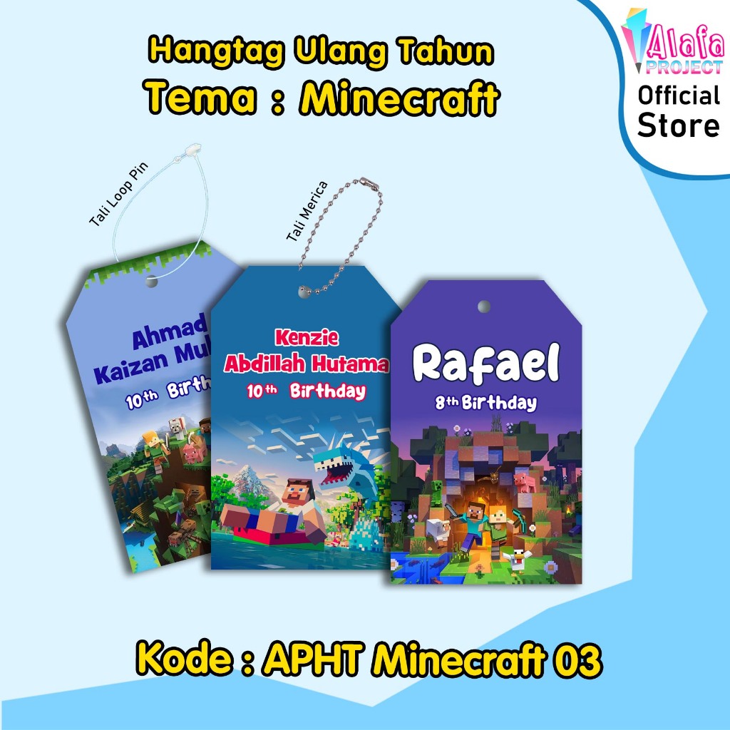 Jual alafaproject_id 8 Pcs Hangtag Ulang Tahun Birthday Tema Minecraft ...