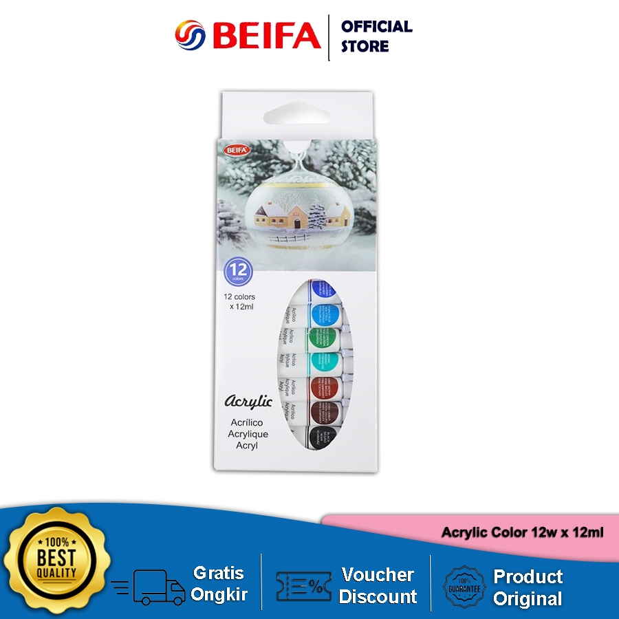 Jual Beifa Acrylic Paint / Cat Akrilik 12 Warna, Kemasan Kotak 12ml ...