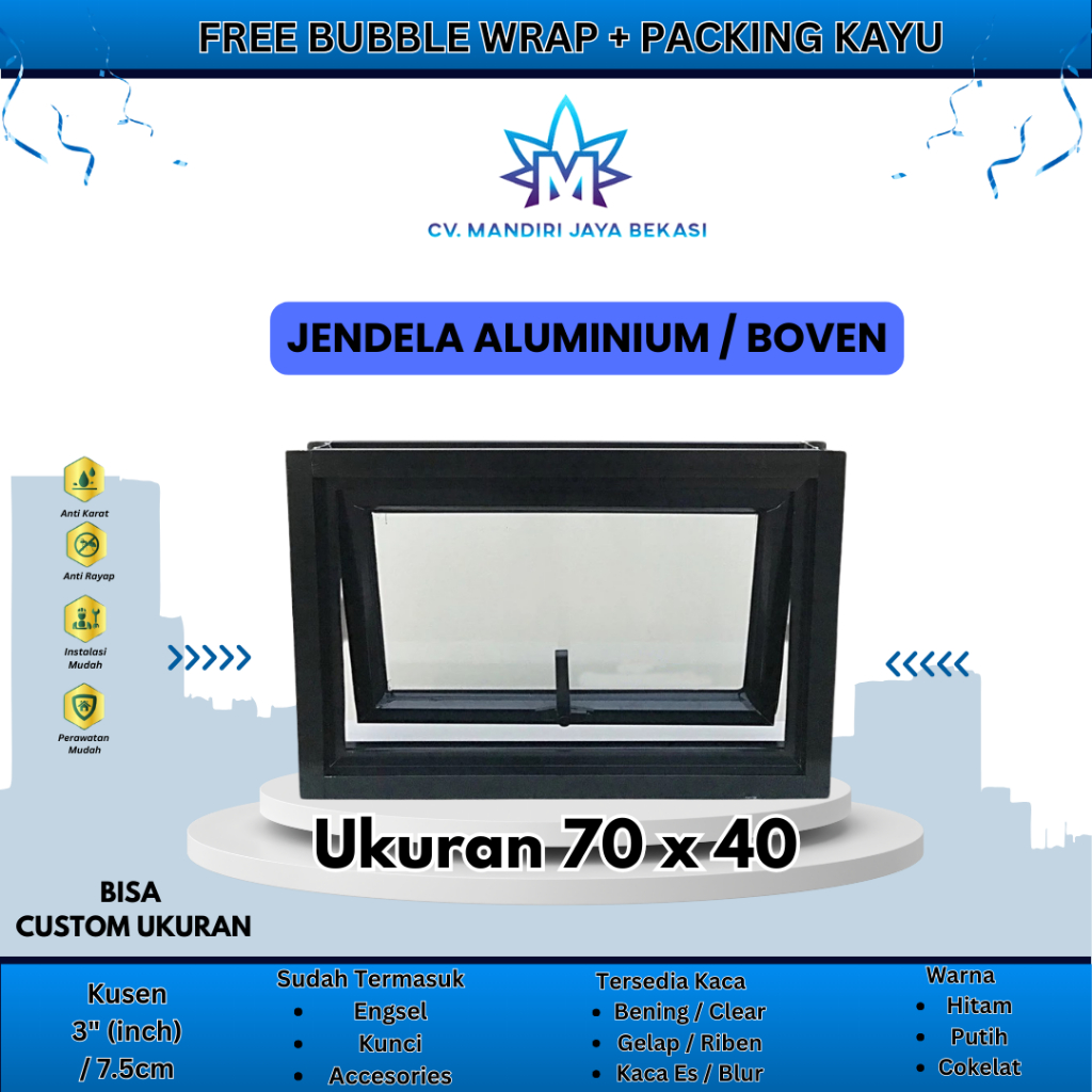 Jual Jendela Aluminium Bovenli (Almunium Window) Ukuran 70 x 40 cm Bisa ...