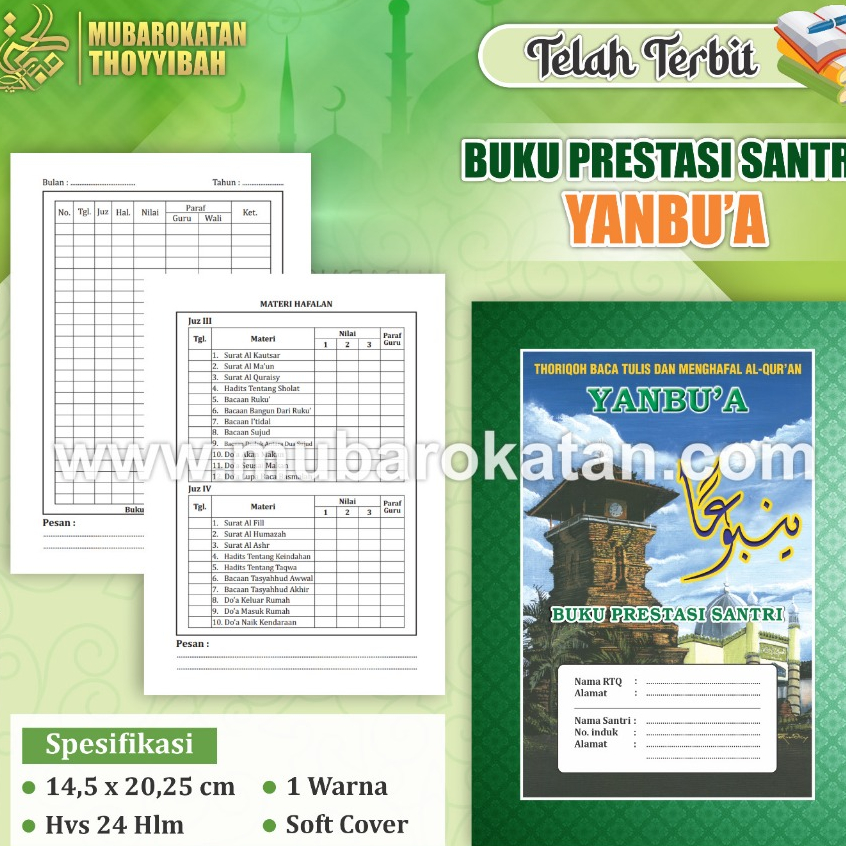Jual YANBU'A, BUKU PRESTASI YANBUA | BUKU PRESTASI SANTRI YANBUA | BPSY ...