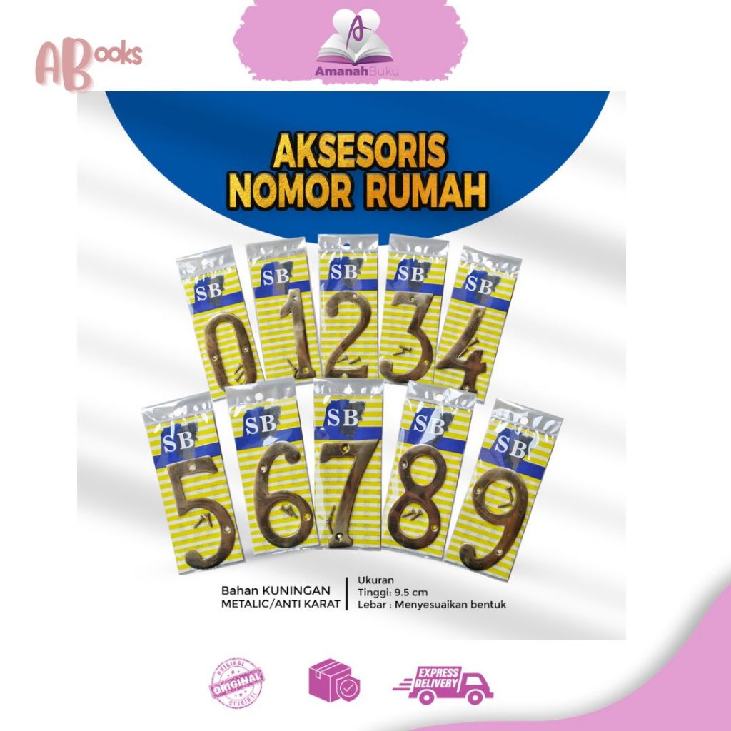 Jual Plat Nomor Rumah/Kantor | Angka 0 - 9 | Angka Kuningan Untuk Nomor ...