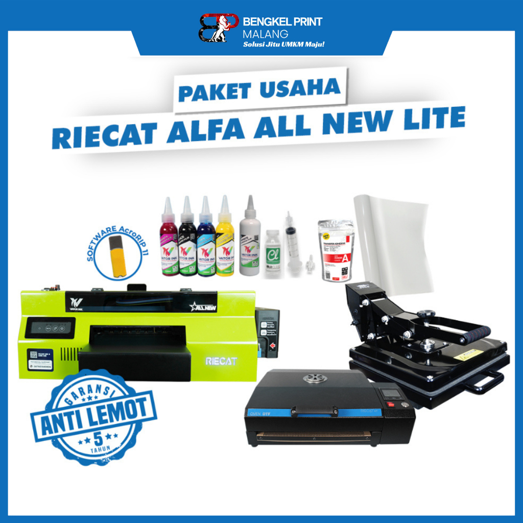 Jual Paket Usaha Sablon DTF | Paket Mesin Riecat Alfa All New Lite ...