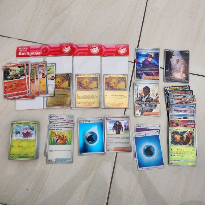 Jual Borongan Kartu Pokemon AR SR Bulk Pikachu Choki Indomaret | Shopee Indonesia