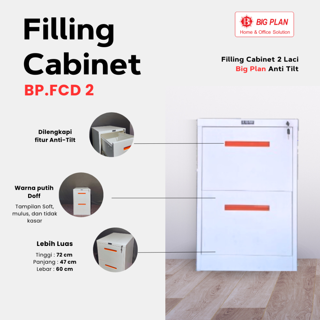 Jual Big Plan Filling Cabinet Besi Baja 2 Susun laci | Lemari Arsip ...