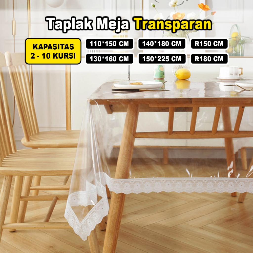Jual Taplak Meja Transparan Bening Renda FREE 2pcs Tatakan Piting/Gelas ...