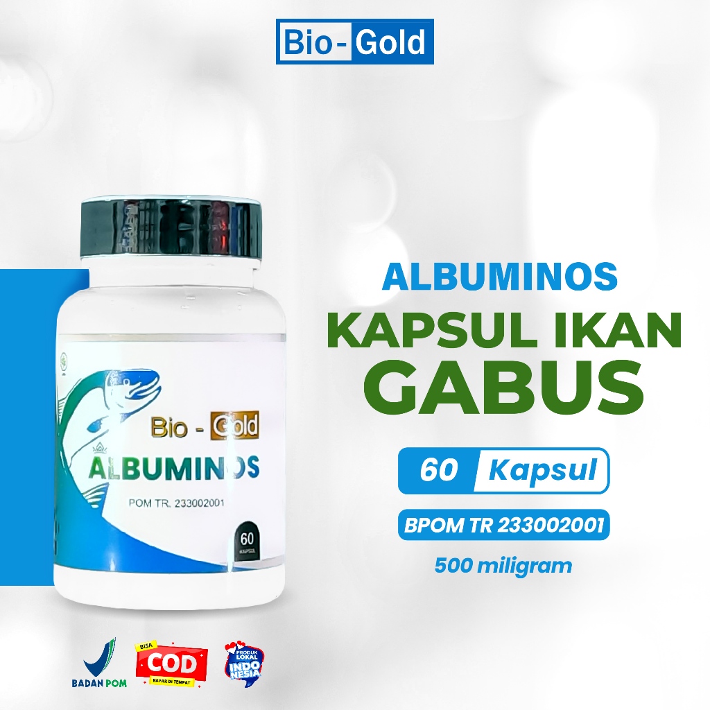 Jual Bio Gold - Albuminos Ekstrak Ikan Gabus 500 mg isi 60 BPOM Kapsul Ikan Kutuk Channa Striata ...