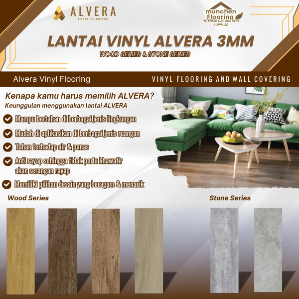 Jual Lantai Vinyl ALVERA 3mm Wood & STONE Series ( 1 Box isi : 24 ...