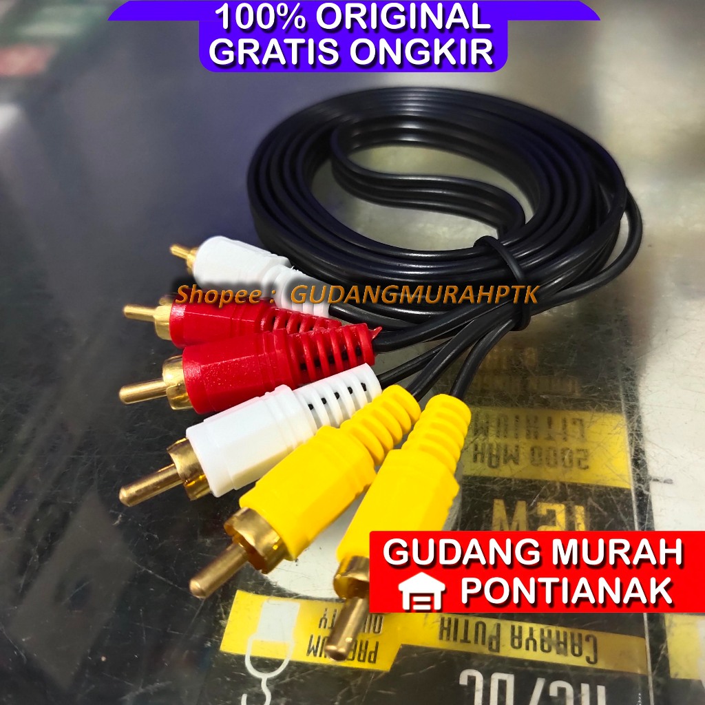 Jual Kabel Audio RCA 3pin 3in3 VISERO 1,5 METER 3 jalur Left right Video TEMBAGA KUNINGAN Kabel ...