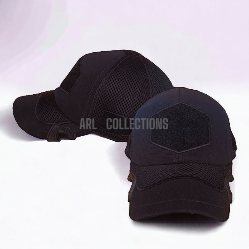 Jual topi tactical coak hitam polos combinasi cotton origin double mess ...
