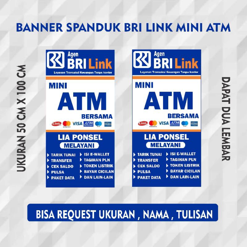 Jual Banner Spanduk Agen BRI Link Mini ATM ukuran 50 cm x100 cm (2 ...