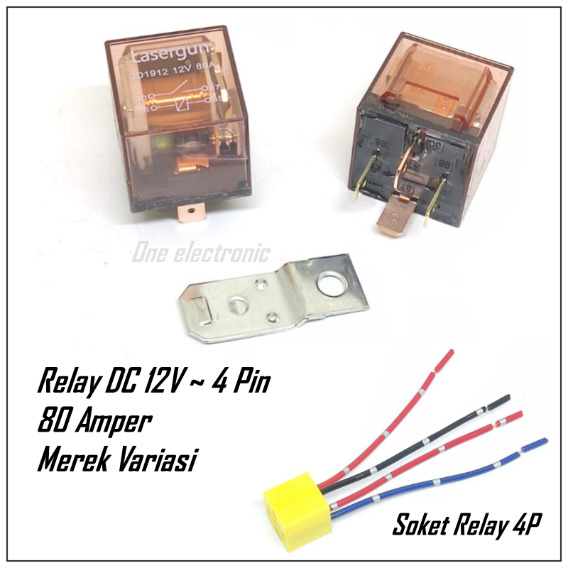 Jual Relay Besar 4Pin 80A Arus Besar Soket Relay untuk klakson lampu ...
