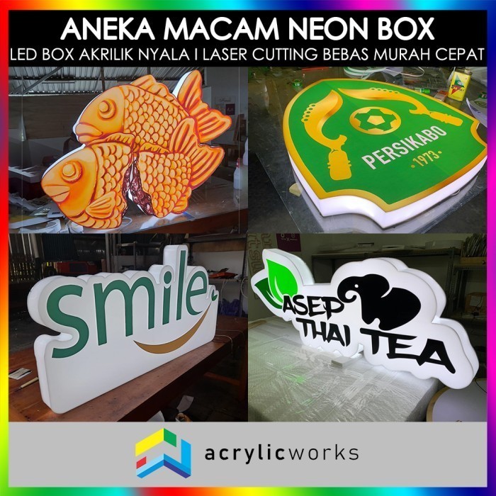 Jual Neon Box LED Akrilik Laser Cut Custom Bisa Outdoor Bebas Murah ...
