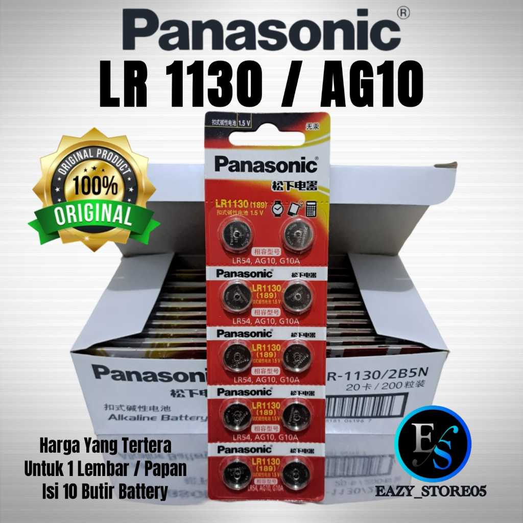 Jual Panasonic LR1130 AG10 Original Alkaline Battery 1.5 Volt perlembar Isi 10 Pcs | Shopee ...