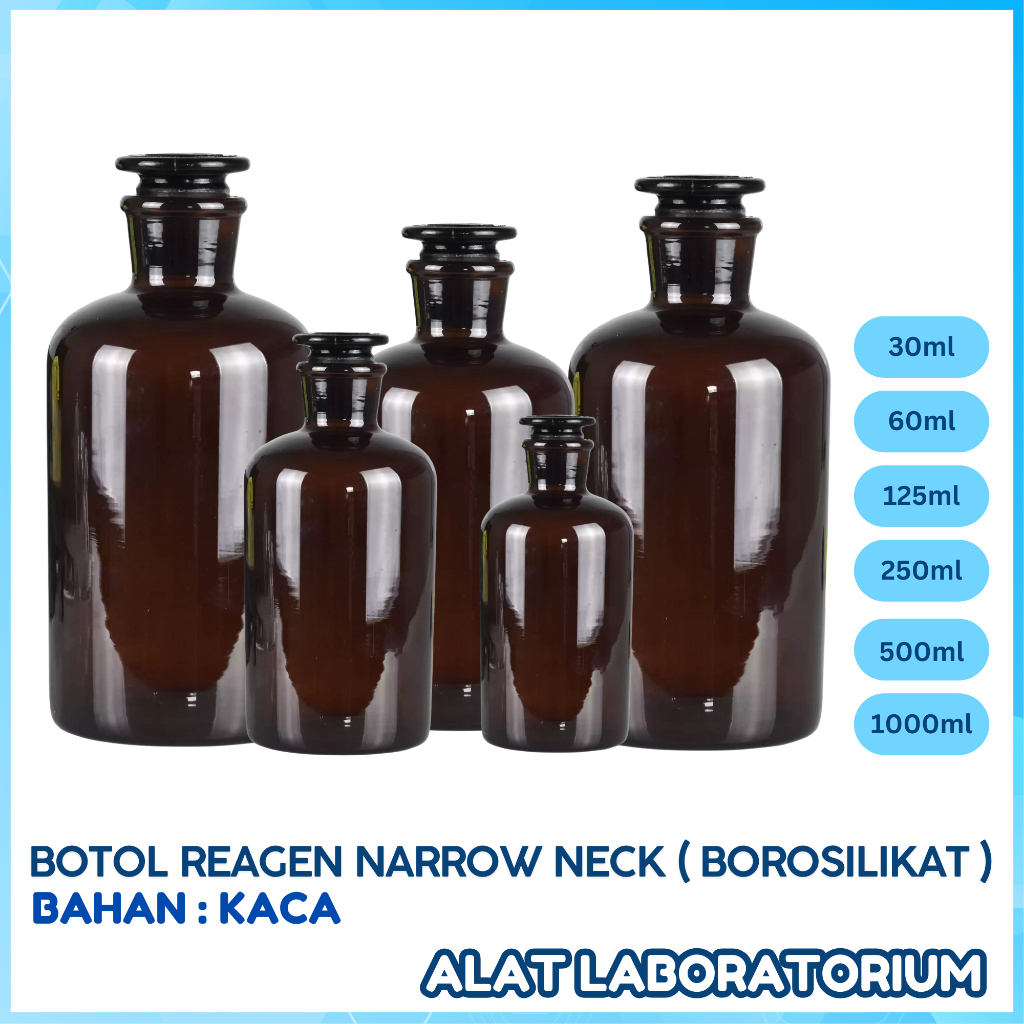 Jual BOTOL REAGEN KACA BOROSILIKAT ( NARROW NECK ) - AMBER | Shopee Indonesia