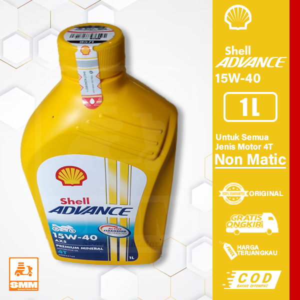 Jual Oli Shell Advance 4T AX5 15W-40 1Liter 100% ORIGINAL NON Motor ...