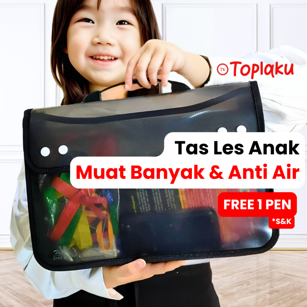 Jual Tas Les Map Dokumen BESAR Anti Air plastik zipper Kancing File F4 ...