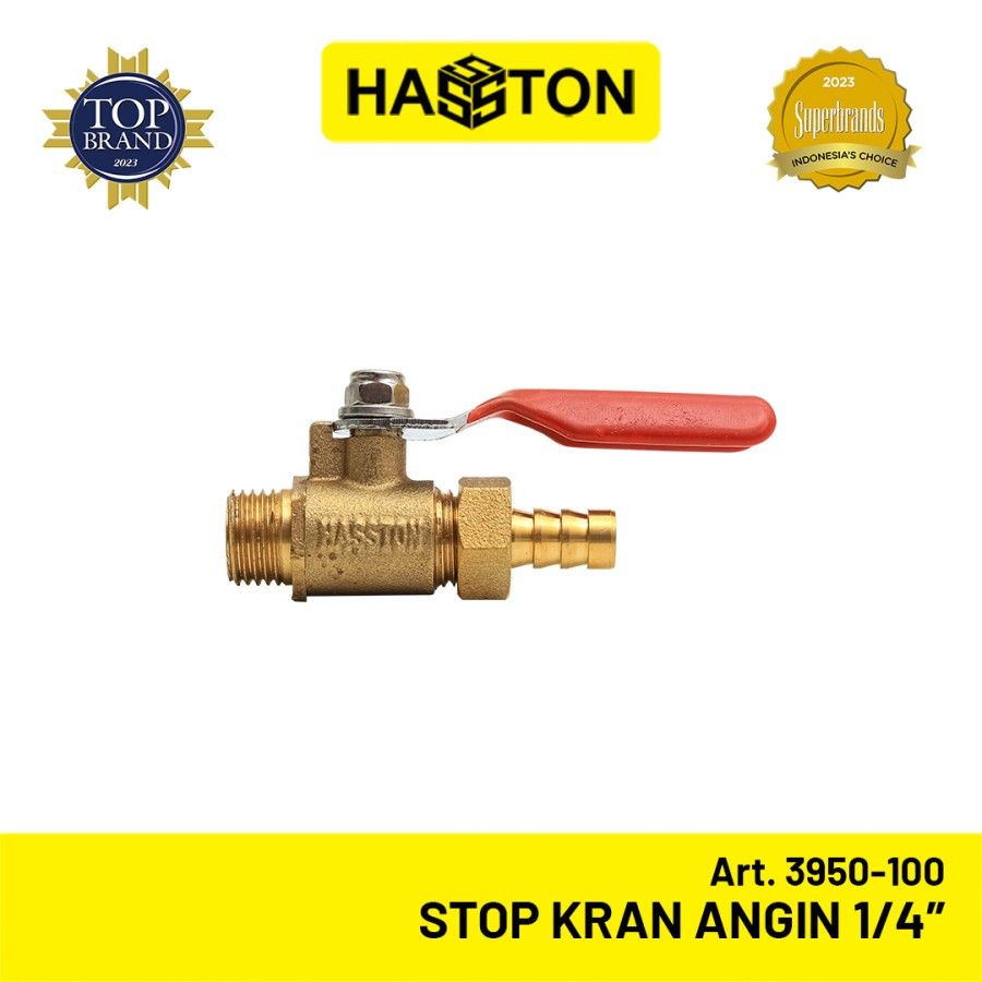 Jual Hasston Stop Kran Angin 1/4'' / Kran Kompresor Kuningan (3950-100 ...
