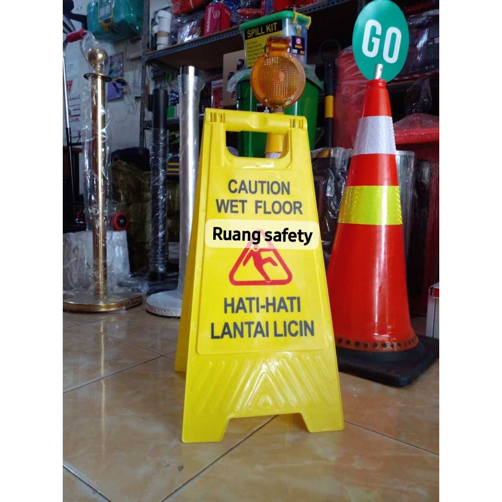 Jual Papan Peringatan Lantai Basah Licin / Warning Sign Floor Wet Floor ...