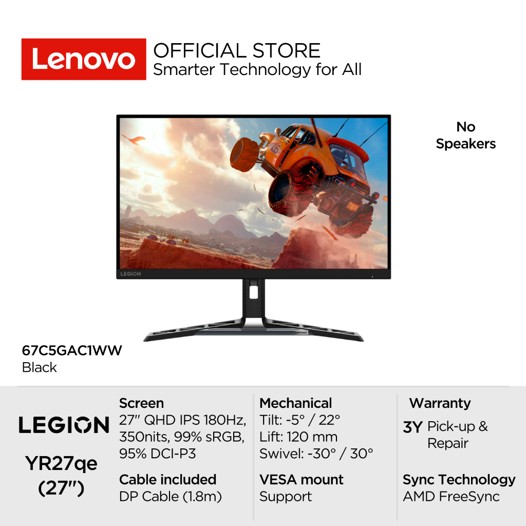 Jual Lenovo Gaming Monitor Legion R27qe 27" QHD IPS AMD FreeSync 180Hz ...