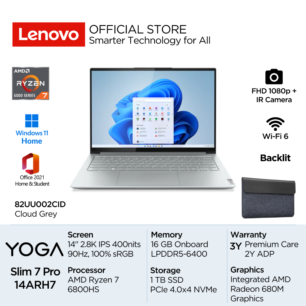 Jual Lenovo Yoga Slim 7 Pro 14ARH7 2CID Ryzen 7 6800HS Creator Win11 16GB 1TB SSD Integrated ...