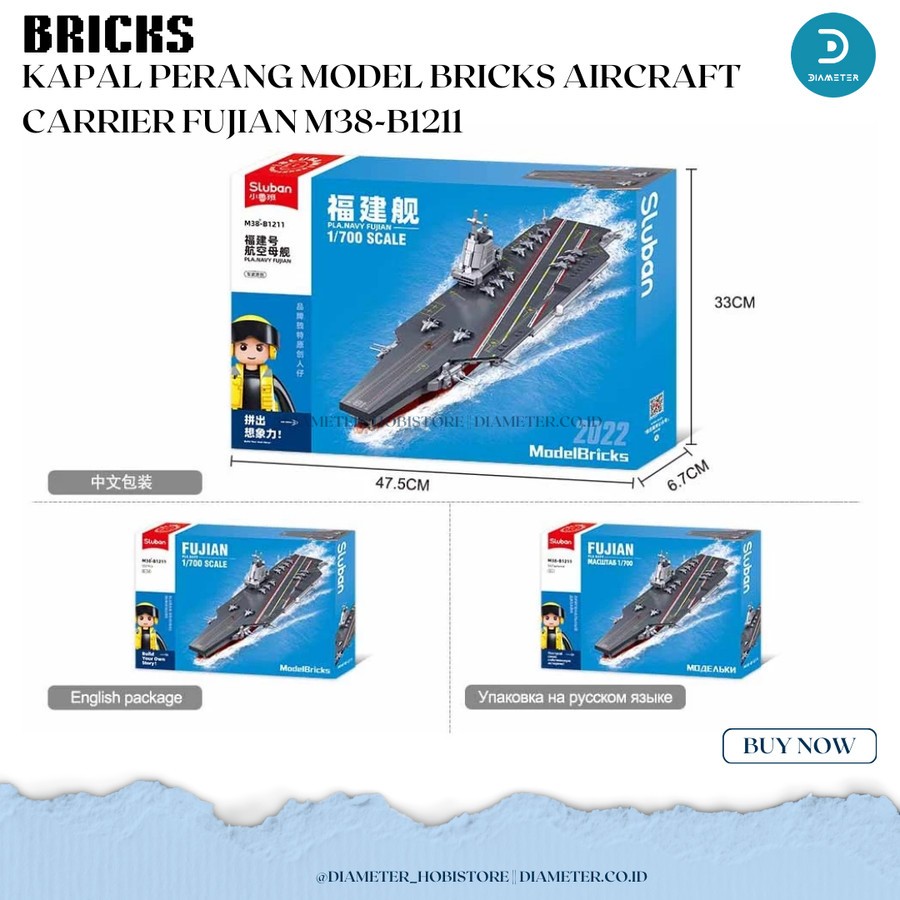 Jual BRICK - Mainan Balok Susun Kapal Perang Model Bricks Aircraft Carrier Fujian M38-B1211 ...
