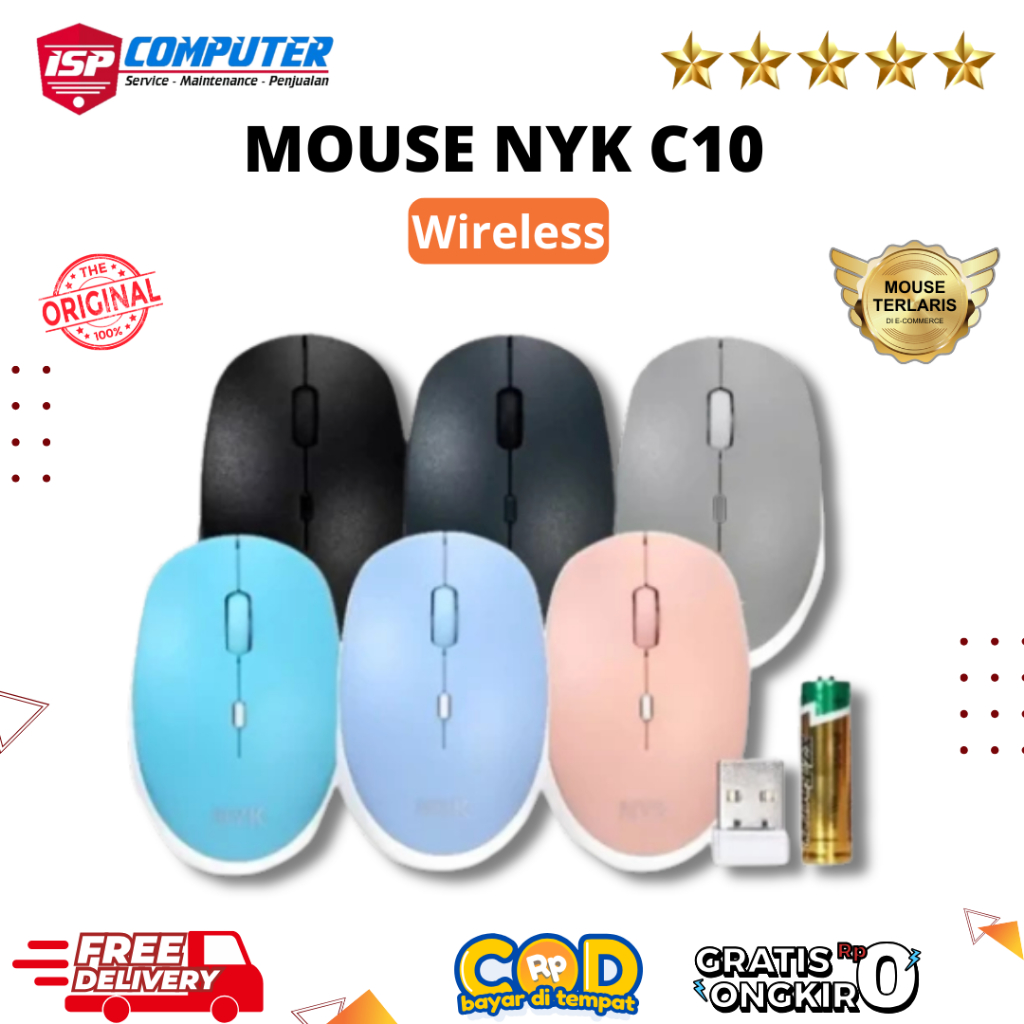 Jual Mouse Wirelles NYK C10 - 2.4Ghz C10 PINK Wireless Mouse Tanpa ...