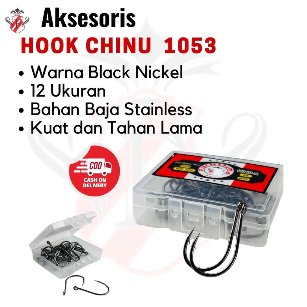 Jual Kail Hook Pancing Chinu 1053 Hitam Black Nickel Fukushima perKotak ...