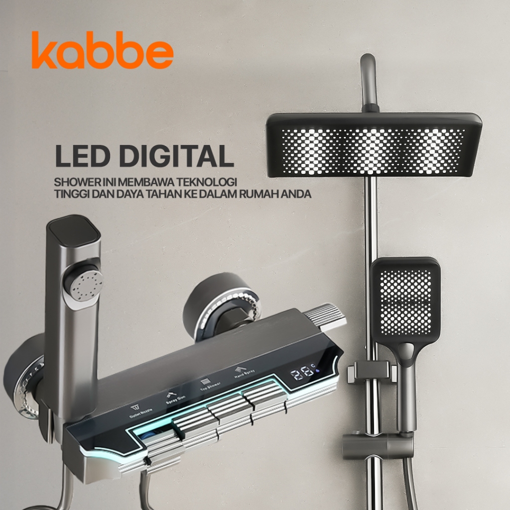Jual Kabbe - 4 in 1 LED Piano Shower Set Kamar Mandi Panas Dingin Abu ...