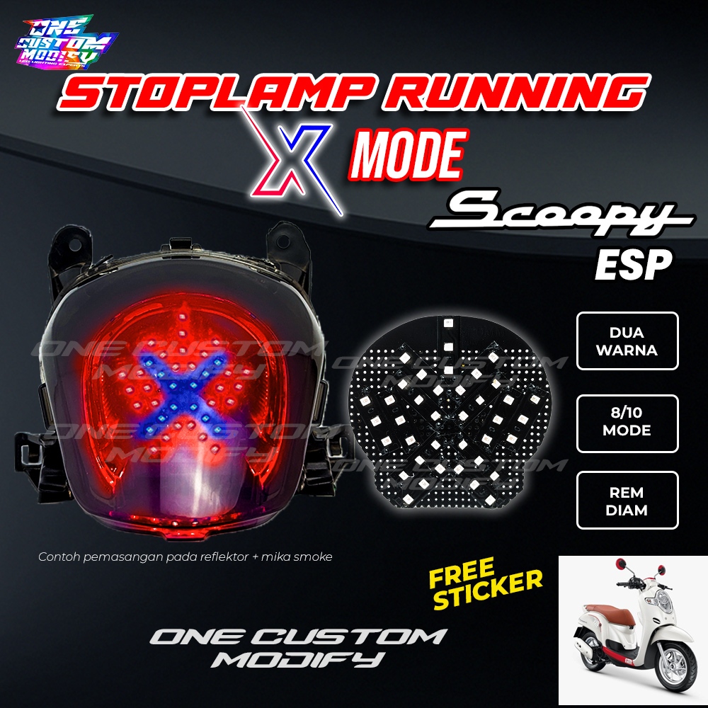 Jual Stoplamp Running X Mode Scoopy Esp Lampu Rem LED Motor Variasi One Custom Modify | Shopee ...