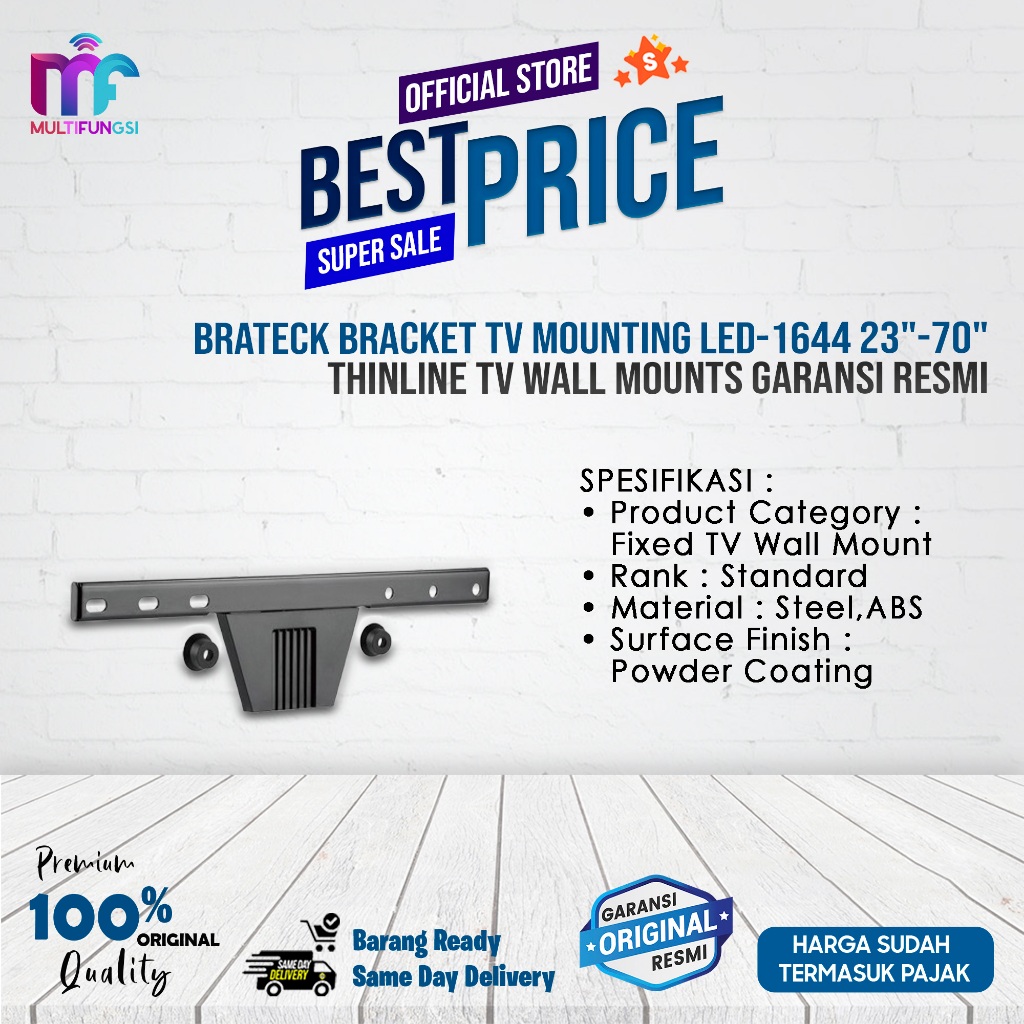 Jual Brateck Bracket TV Mounting LED-1644 23"-70" Thinline TV Wall ...