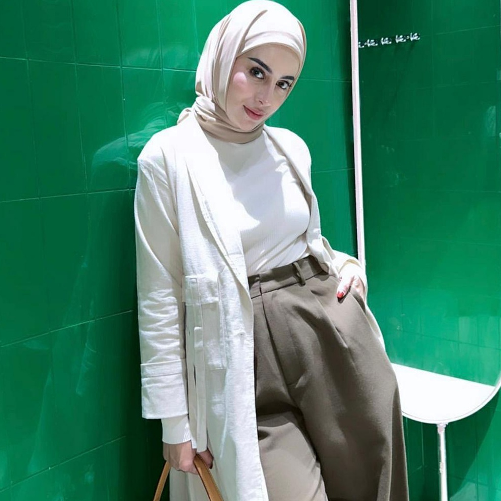 Jual KODE F69U Lozy Hijab Siren Outer Long Outer Linen | Shopee Indonesia