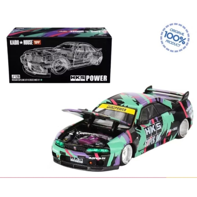 Jual Mini Gt x kaido house 64 nissan skyline gtr R33 HKS v1 KHMG129 ...