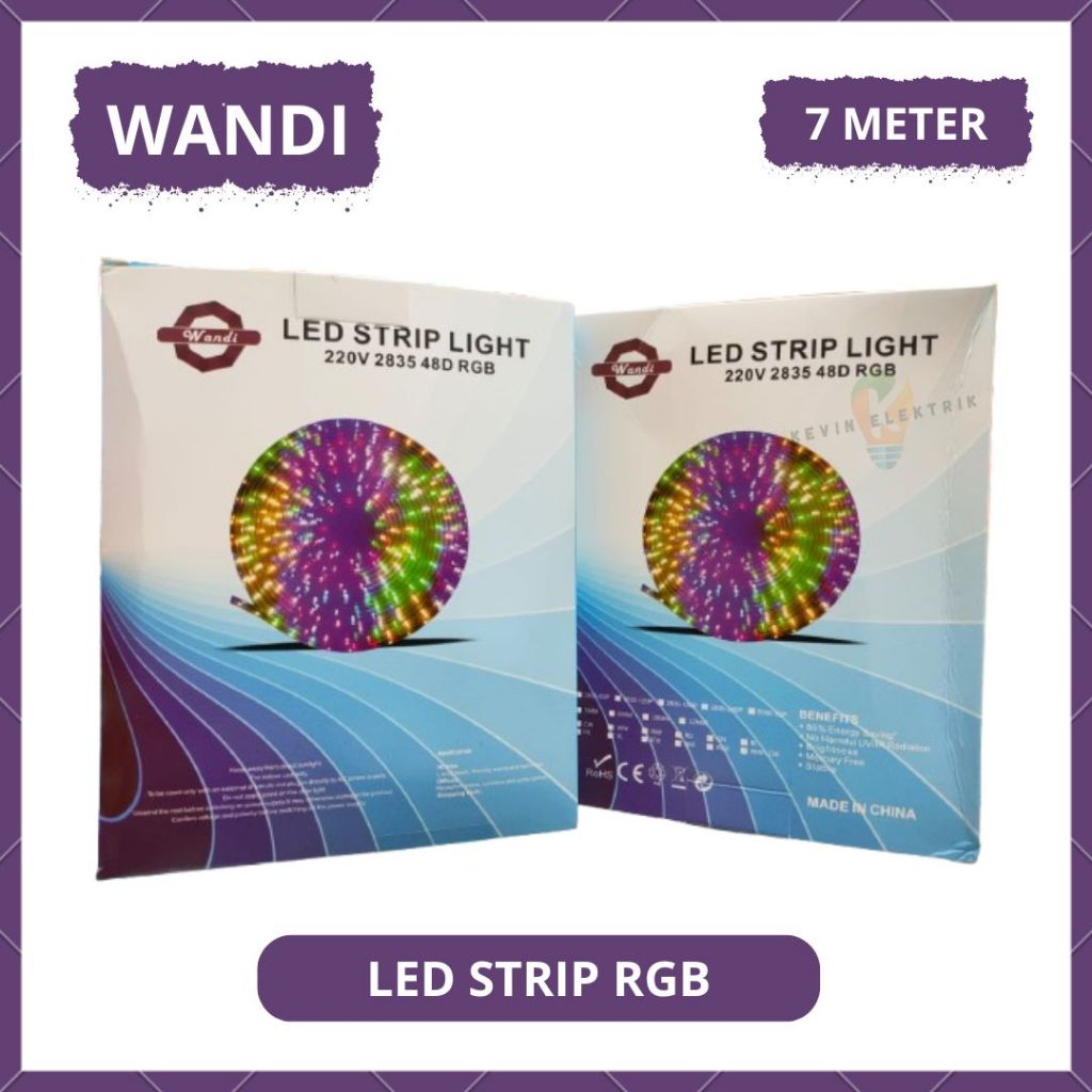 Jual WANDI LED STRIP RGB 7 METER ADAPTOR DENGAN JEPIT KONTROL CAHAYA ...