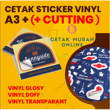 Jual Cetak Stiker Vinyl A3 Glosy / Doff / Transparant (Print + Cutting ...