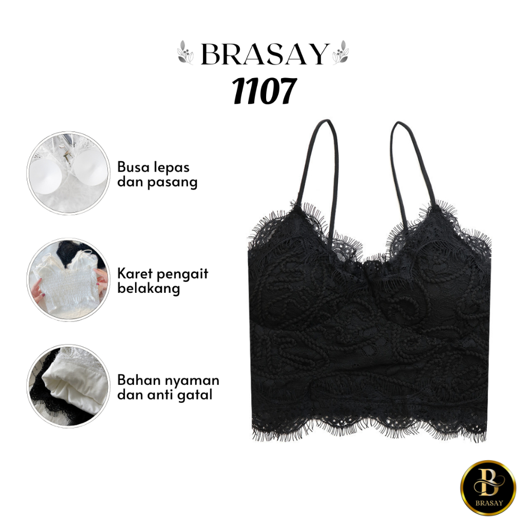 Jual Brasay Bra Tanktop Crop Korean Lace Vintage Wanita Motif Bunga ...