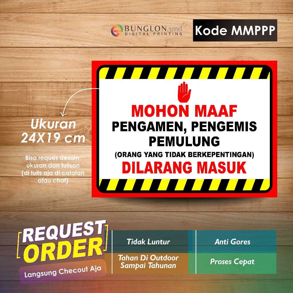 Jual STIKER MOHON MAAF PENGAMEN, PENGEMIS, PEMULUNG DILARANG MASUK ...