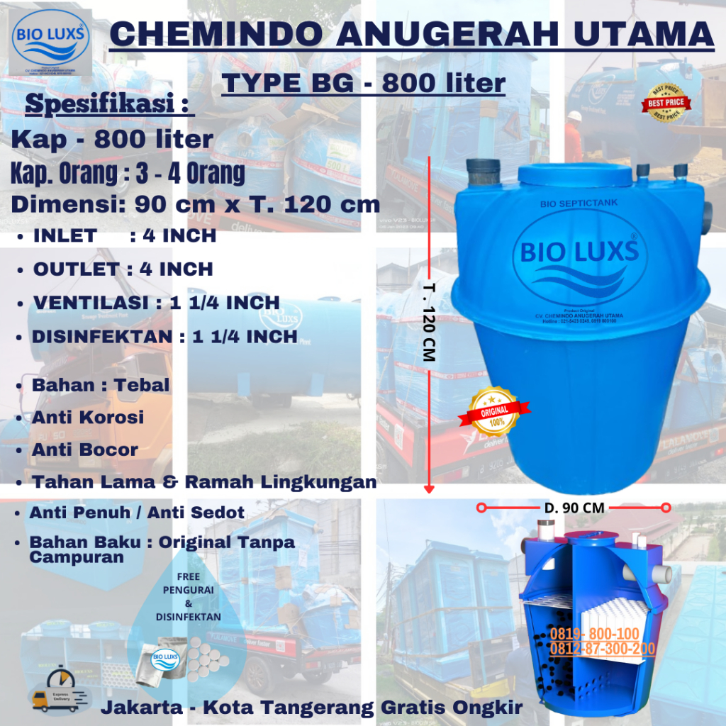 Jual Septictank bioluxs,bionet BL 800 liter Harga pabrik Jak Tangerang ...