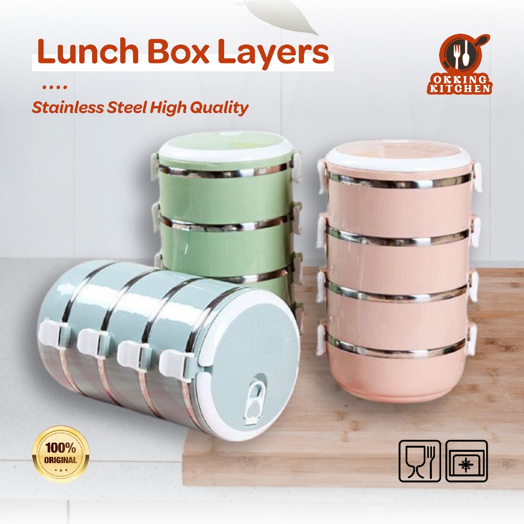Jual Rantang lunch box 3 susun polos lucu elegan tempat bekel makanan ...