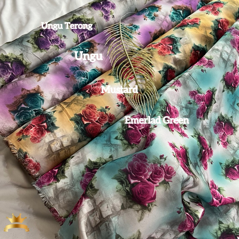 Jual Kain Bahan Wolfis Motif Mawar Super Silk Meteran Murah Mewah | Shopee Indonesia