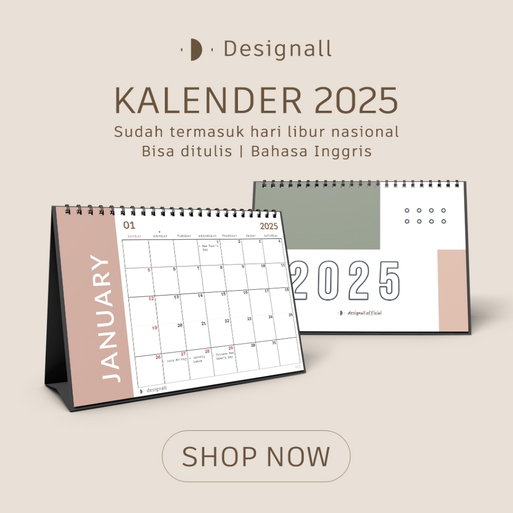 Jual Designall Kalender 2025 Aesthetic Meja / Kalender Duduk Spiral WP ...