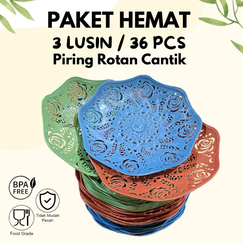Jual PAKET HEMAT 3 LUSIN 36 PCS PIRING ROTAN BUNGA CANTIK S WARNA Biru ...
