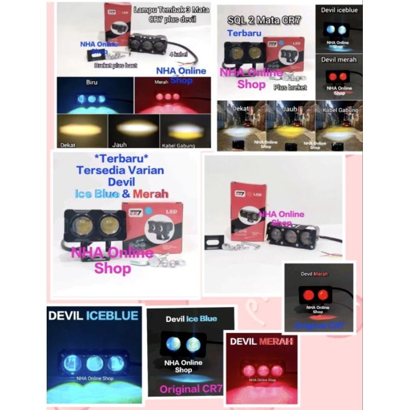 Jual Lampu tembak Laser LED D3 SQL 2 & 3 mata Plus Devil Waterproof ...
