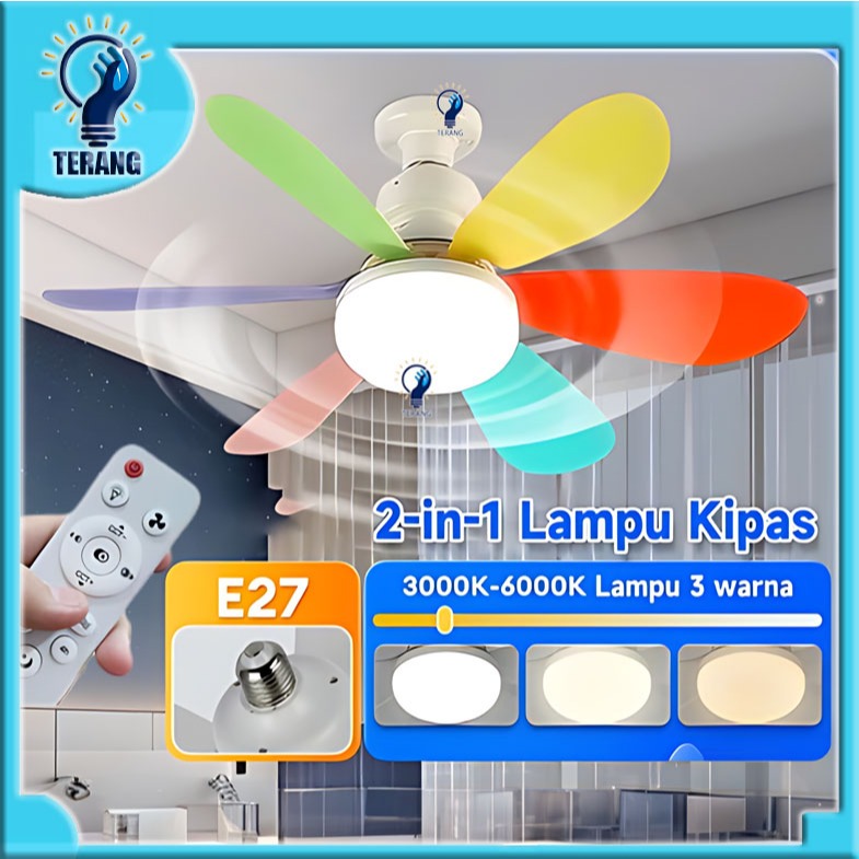 Jual Kipas Angin Plafon Lampu Dengan remote control Lampu kipas langit ...