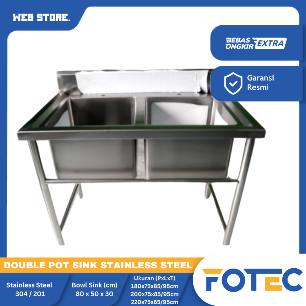 Jual Double Sink/Pot Sink Stainless Steel FOTEC | Shopee Indonesia
